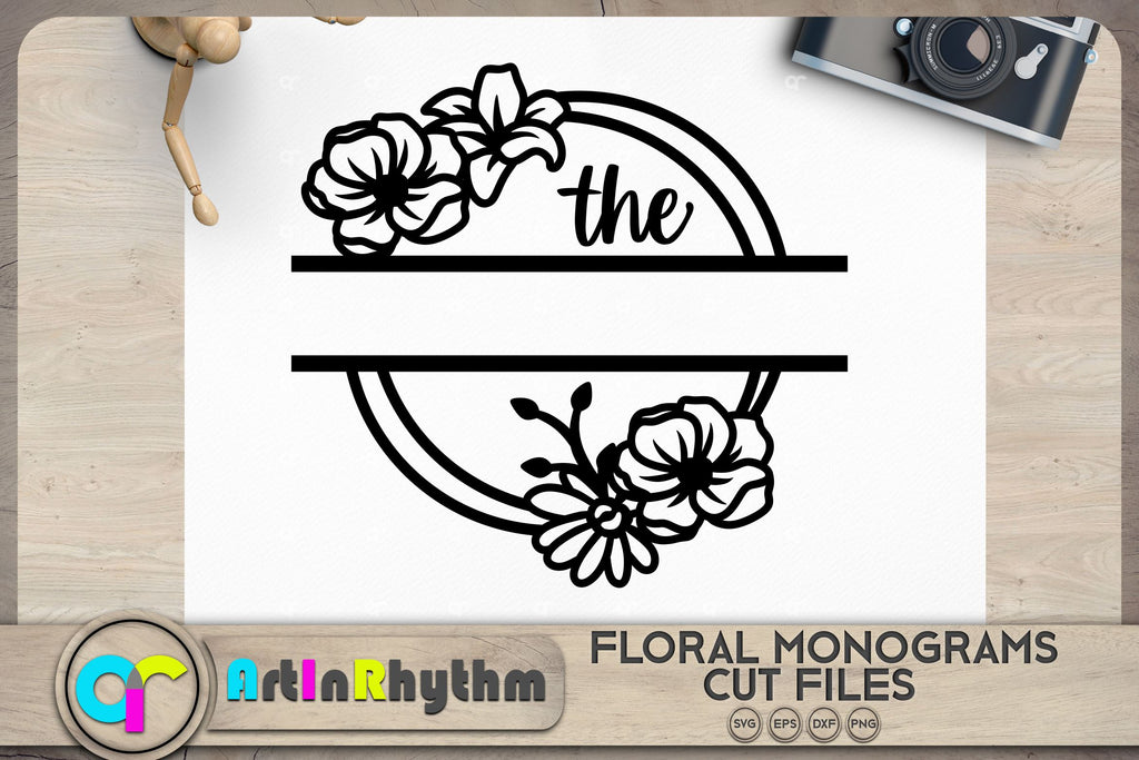 Floral split monogram SVG - So Fontsy