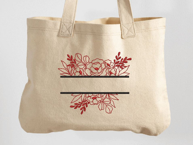 Floral Split Valentine Flowers Machine Embroidery design - So Fontsy