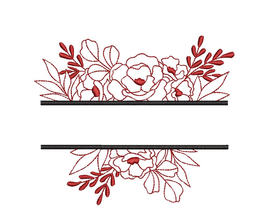 Floral Split Valentine Flowers Machine Embroidery design - So Fontsy