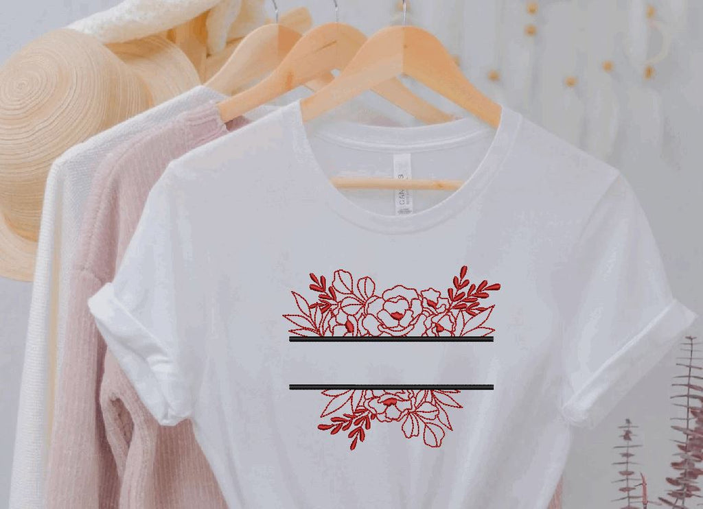Floral Split Valentine Flowers Machine Embroidery design - So Fontsy