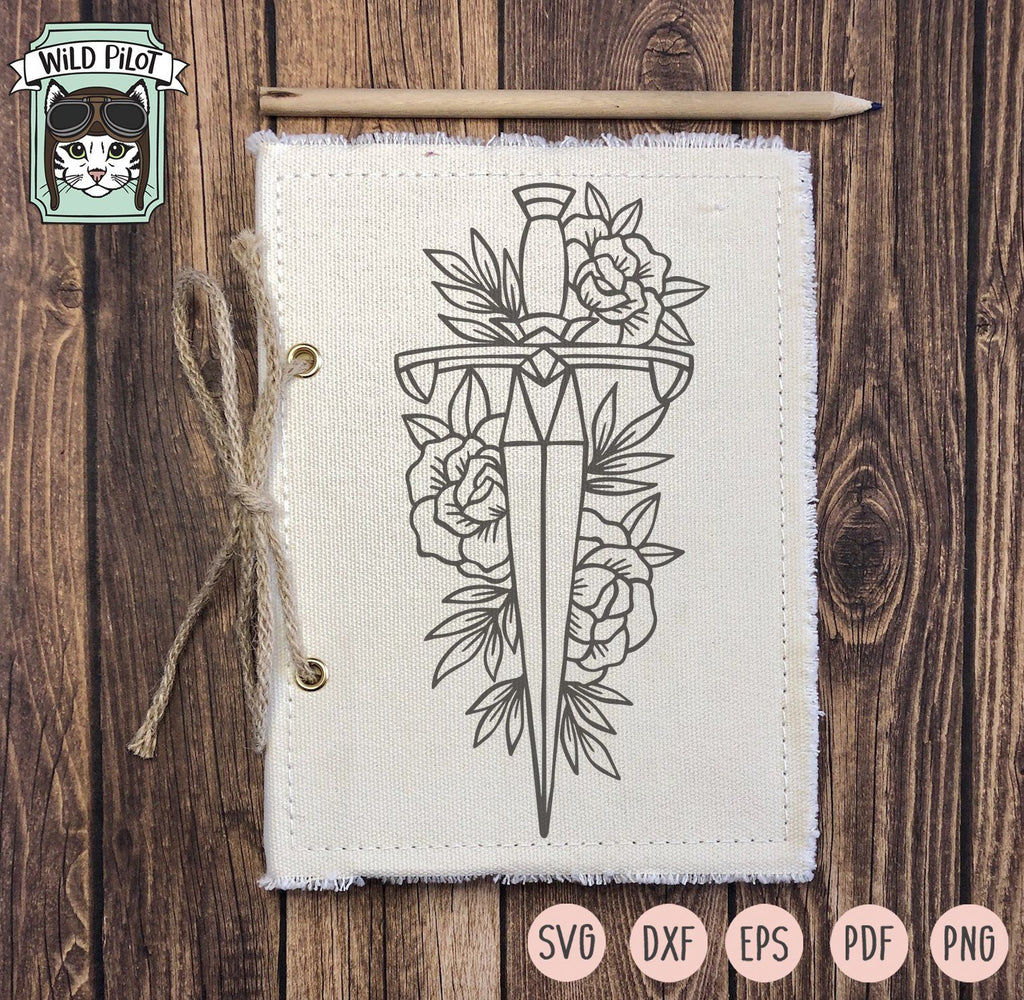 Floral Sword SVG Cut File - So Fontsy