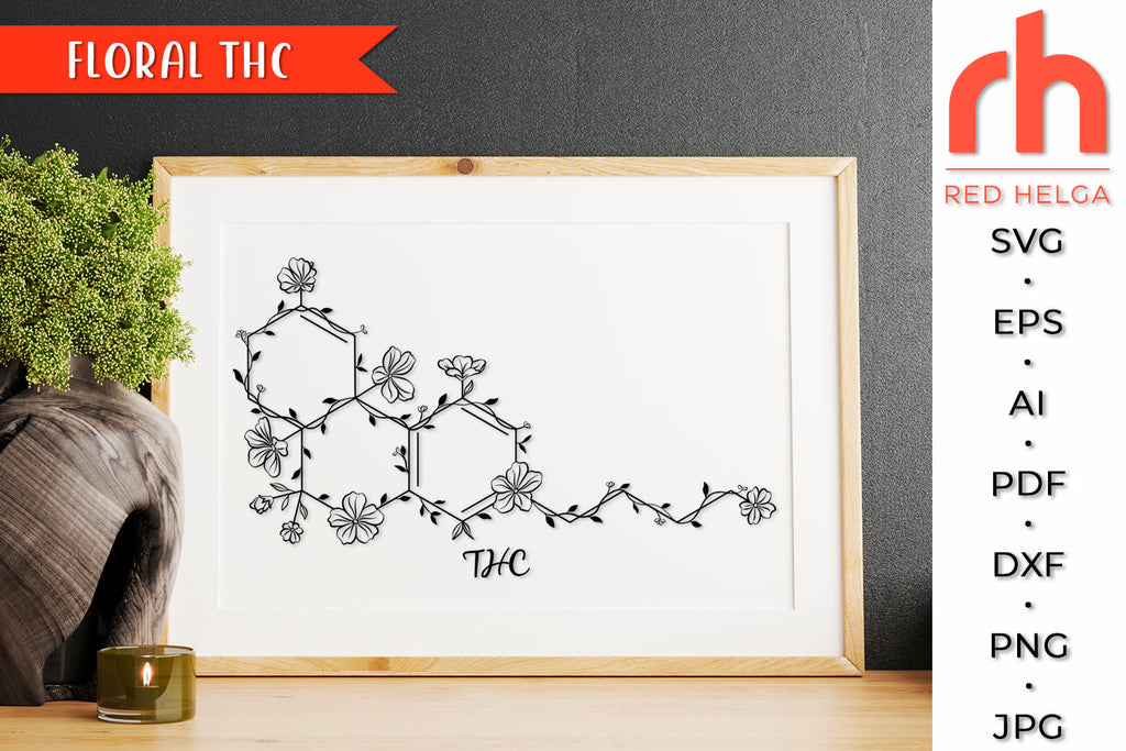 Floral THC SVG - Flower Molecule Cut File - So Fontsy