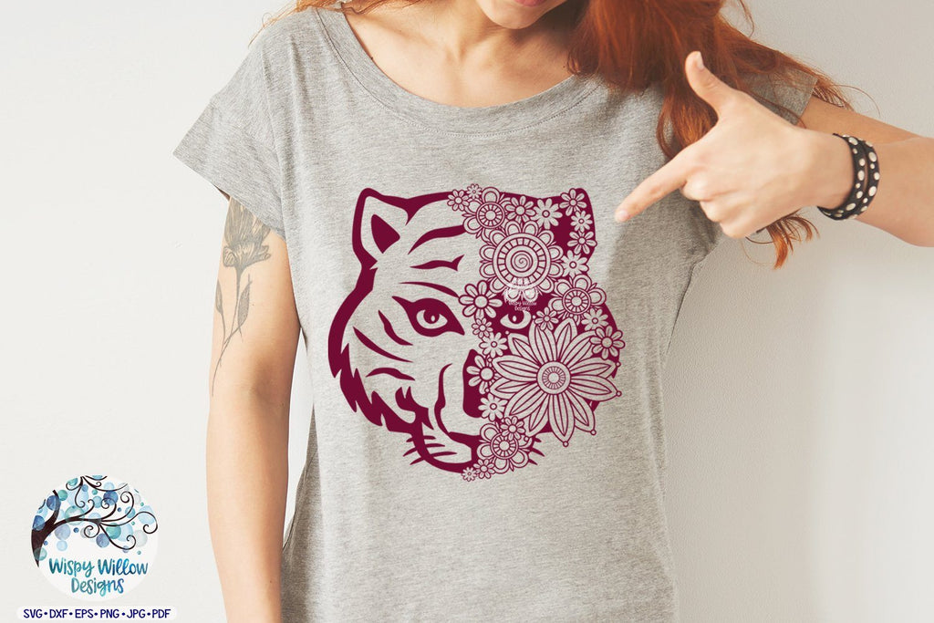 Floral Tiger SVG Cut File - So Fontsy