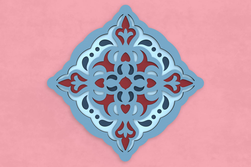 Floral Tile 3D layered SVG cut files - So Fontsy