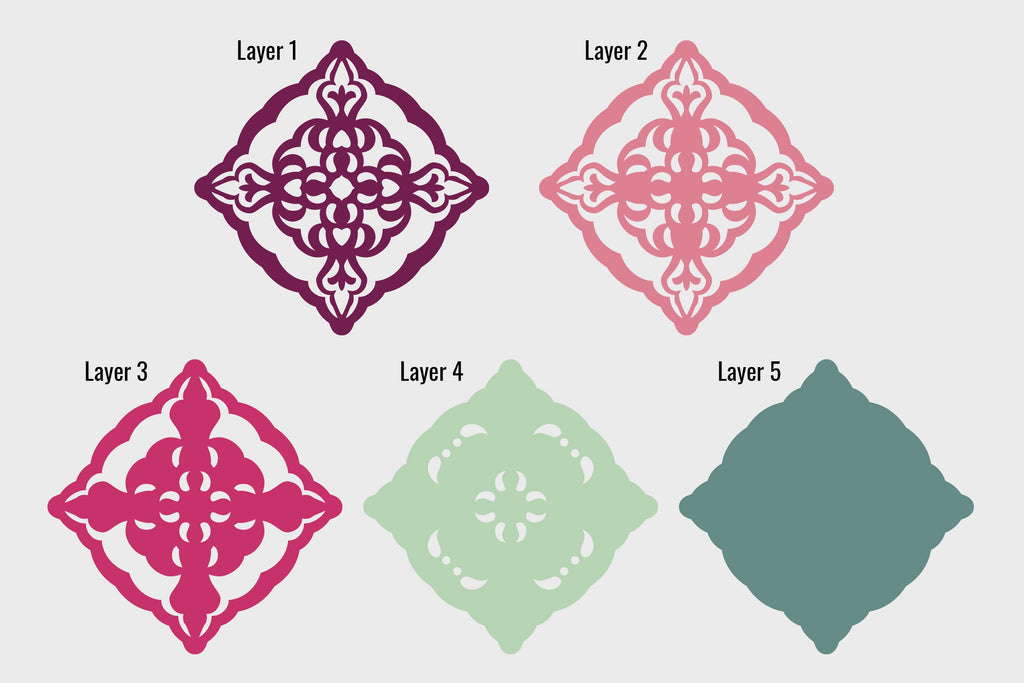 Floral Tile 3D layered SVG cut files - So Fontsy