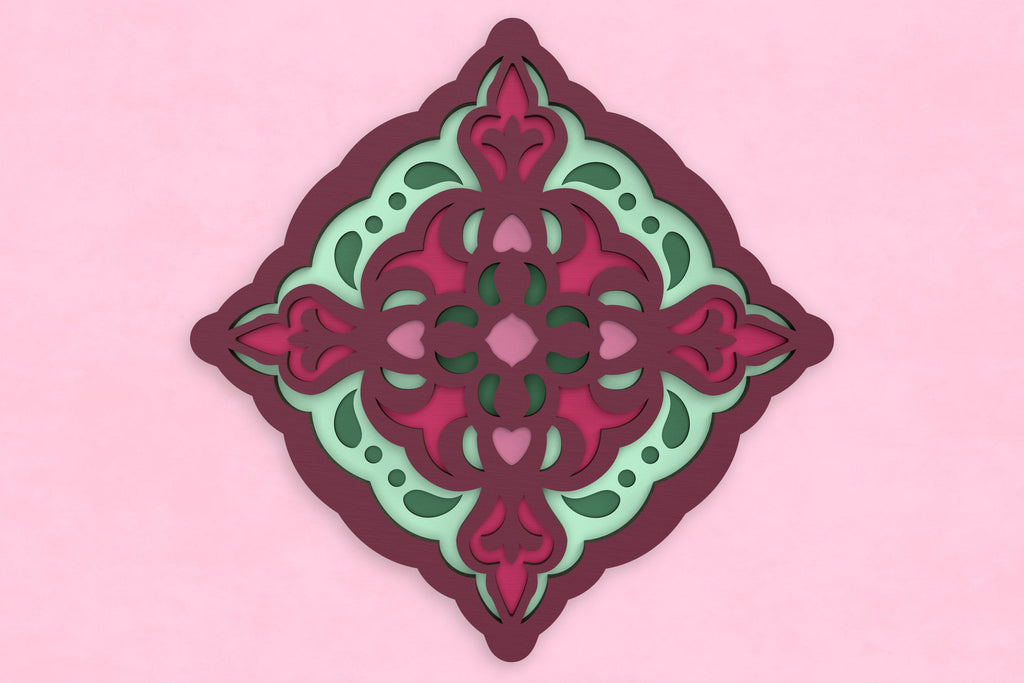 Floral Tile 3D layered SVG cut files - So Fontsy