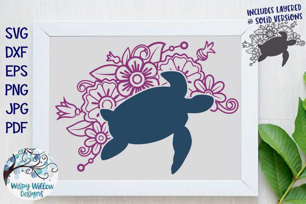 Floral Turtle SVG - So Fontsy