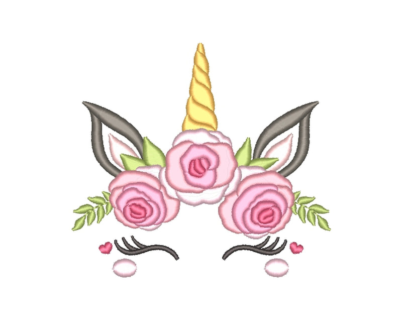 Floral Unicorn Embroidery Design, 3 sizes, Instant Download - So Fontsy