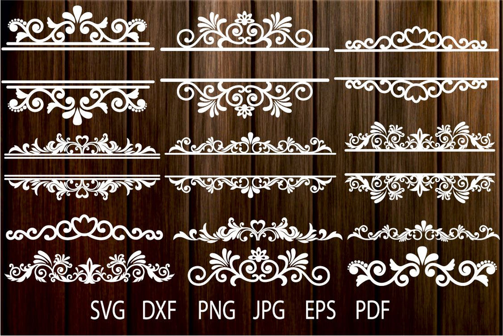 Floral Vintage Frames, Ornamental Split Frame SVG, Flourish - So Fontsy