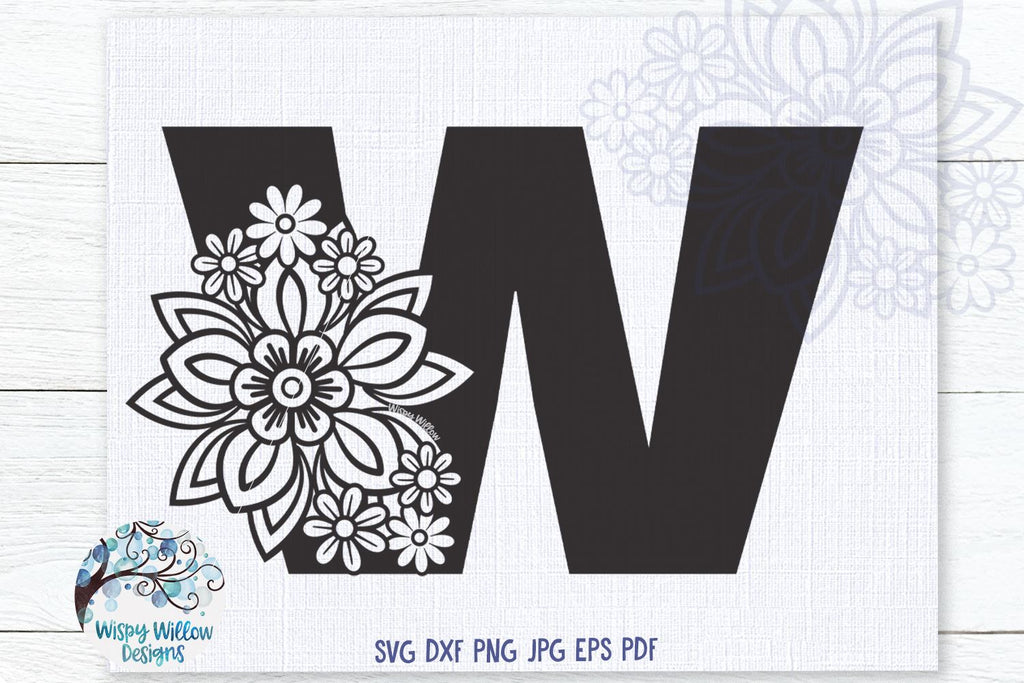 Floral W SVG - So Fontsy