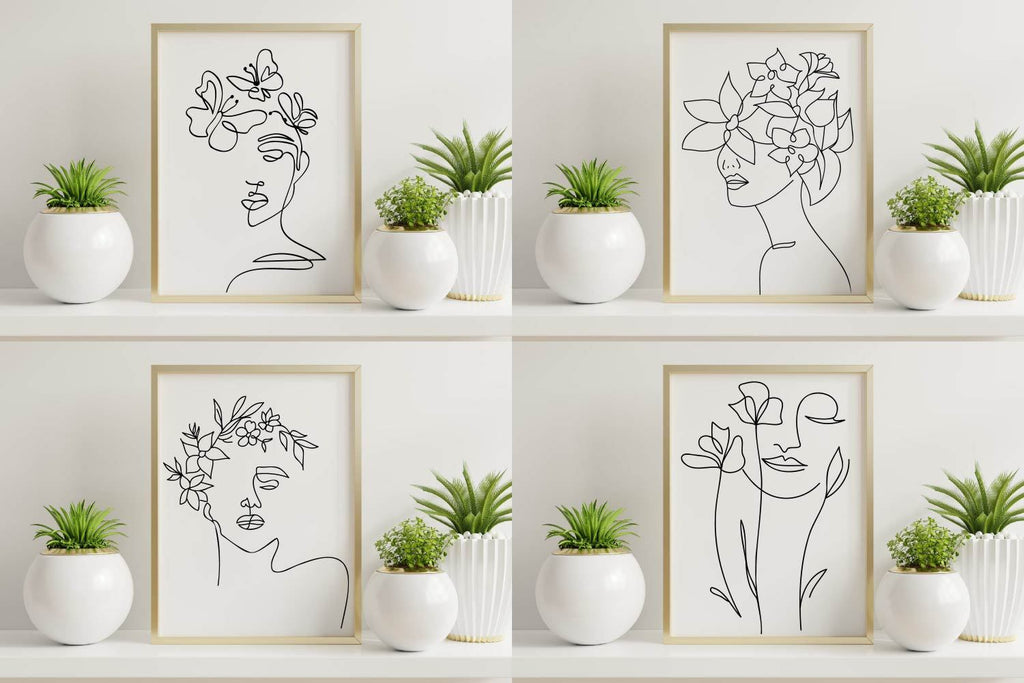 Floral women line art svgs, floral girl line art svgs - So Fontsy