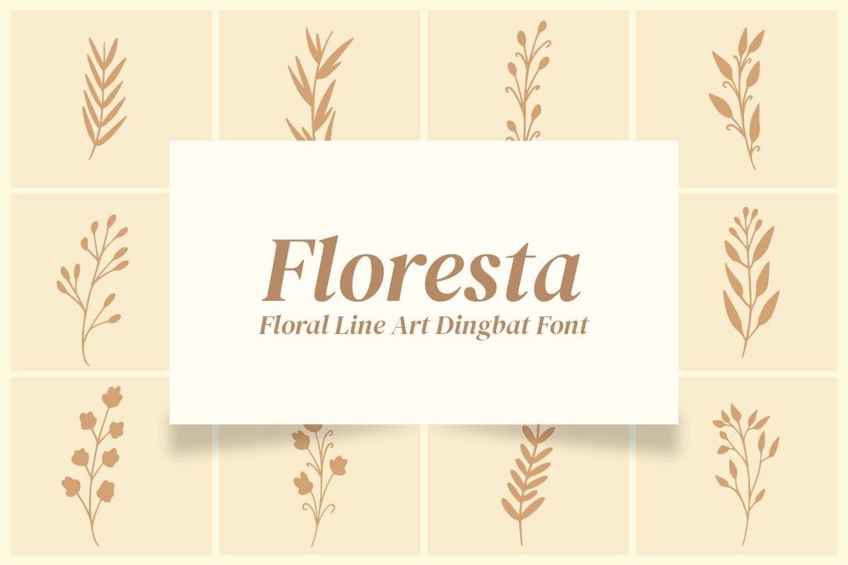 Floresta - Botanical Dingbat Font - So Fontsy