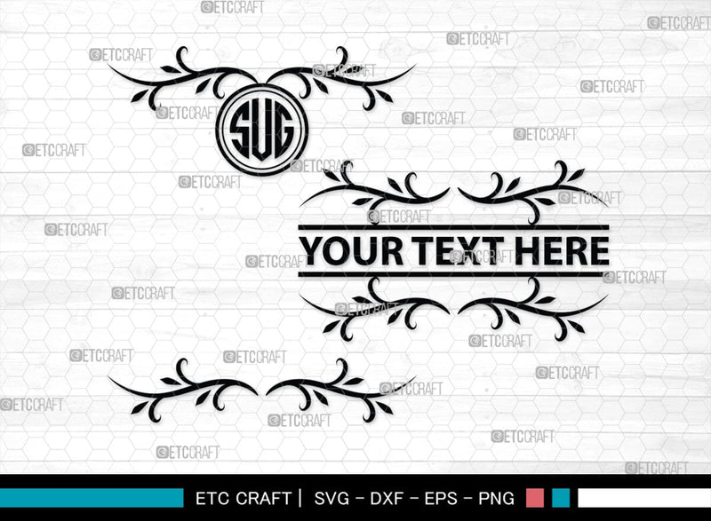 Flourish Monogram, Flourish Silhouette, Flourish SVG, Swirl Svg, Laurel ...