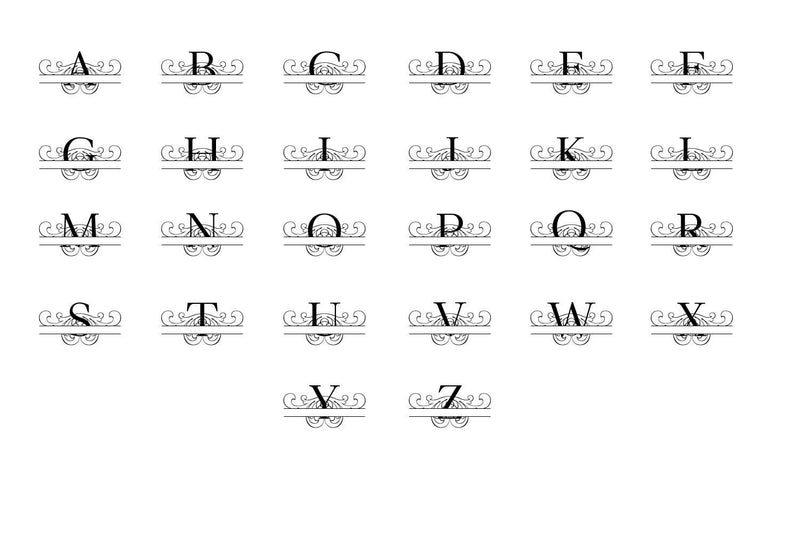 Flourish Split Monogram Svg Dxf Bundle - So Fontsy