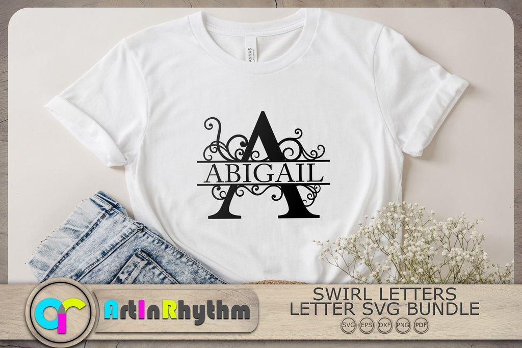 Flourish Split Monogram Svg, Split Monograms Svg, Monograms Svg ...