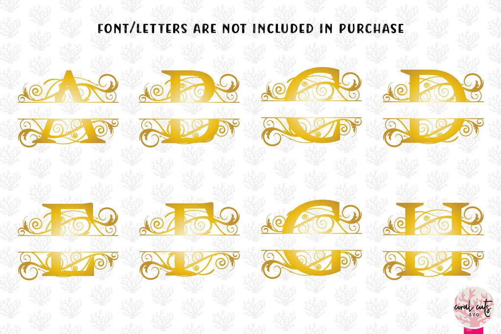 Flourish Swirl Split Monogram - Svg EPS DXF PNG File - So Fontsy