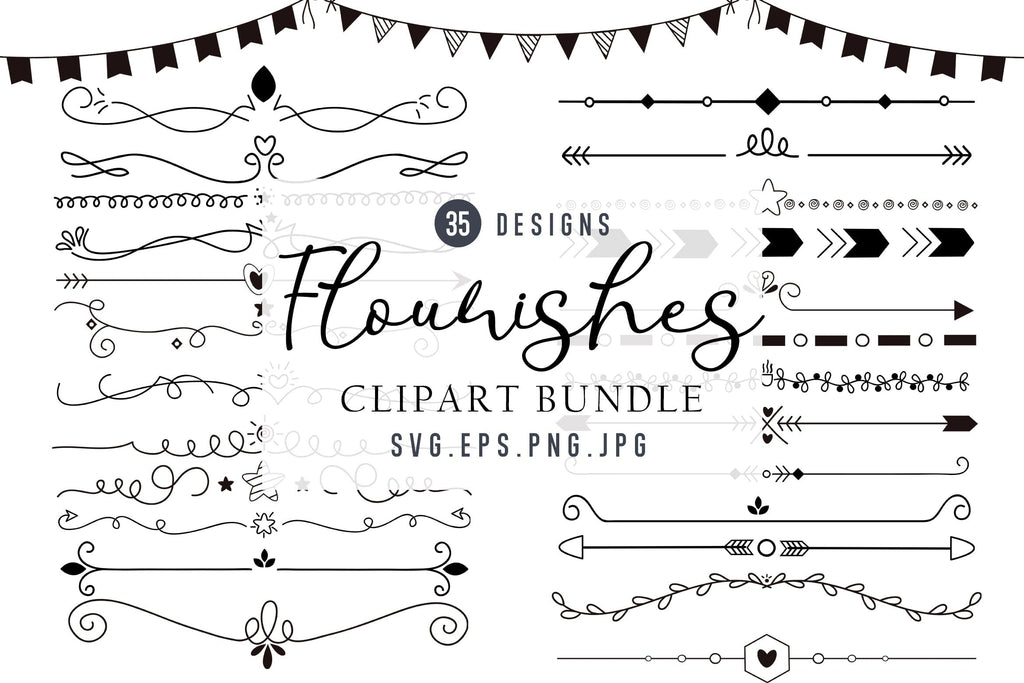 Flourishes Bundle, Flourishes, Dividers, Flourishes Decorative Elements ...