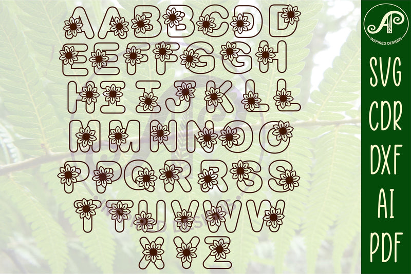 Flower alphabet set. 2 layer 43 flower letters. - So Fontsy