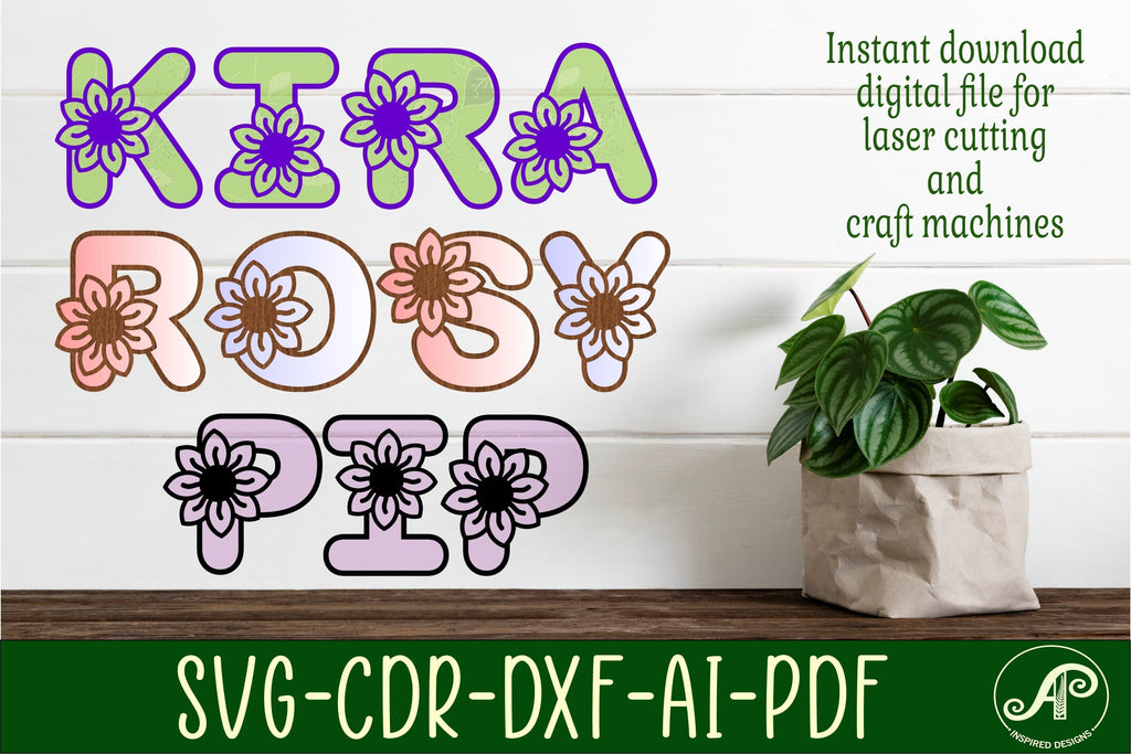 Flower alphabet set. 2 layer 43 flower letters. - So Fontsy