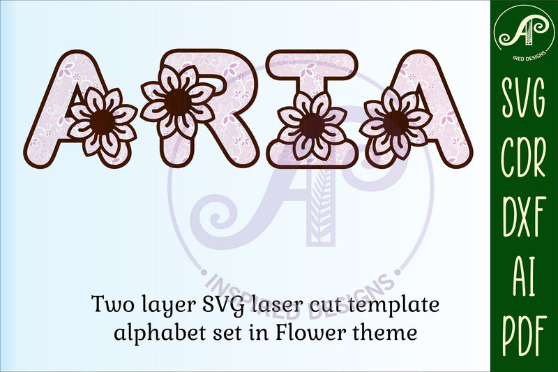 Flower alphabet set. 2 layer 43 flower letters. - So Fontsy
