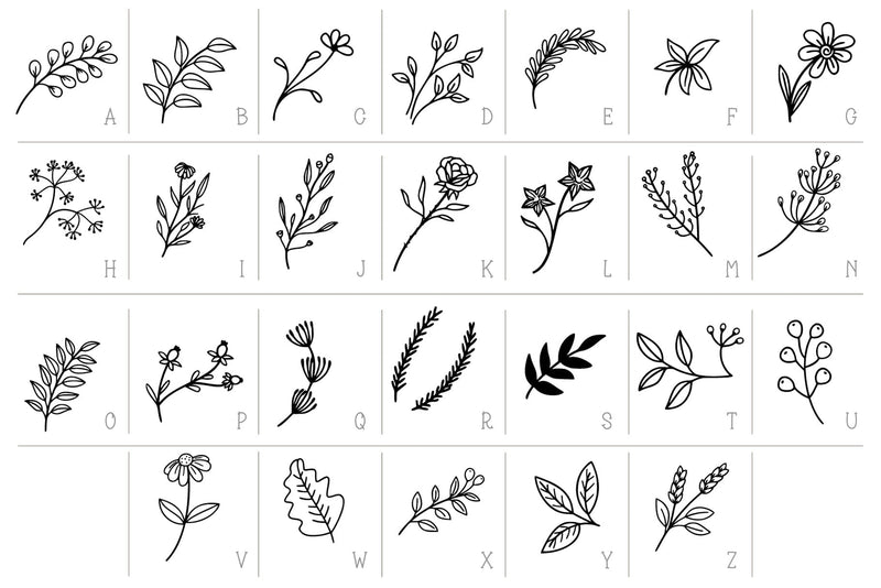 Flower and Leaf Doodle Dingbats Font - So Fontsy