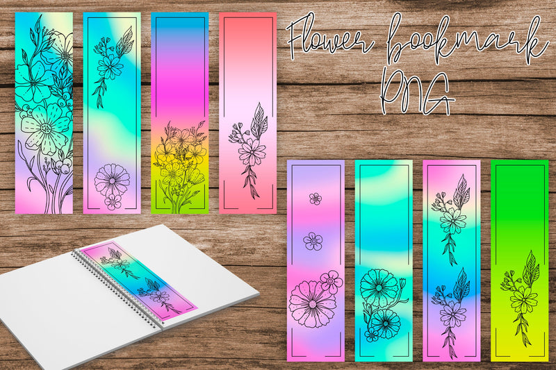 Flower bookmark printable | Doodle flower PNG - So Fontsy