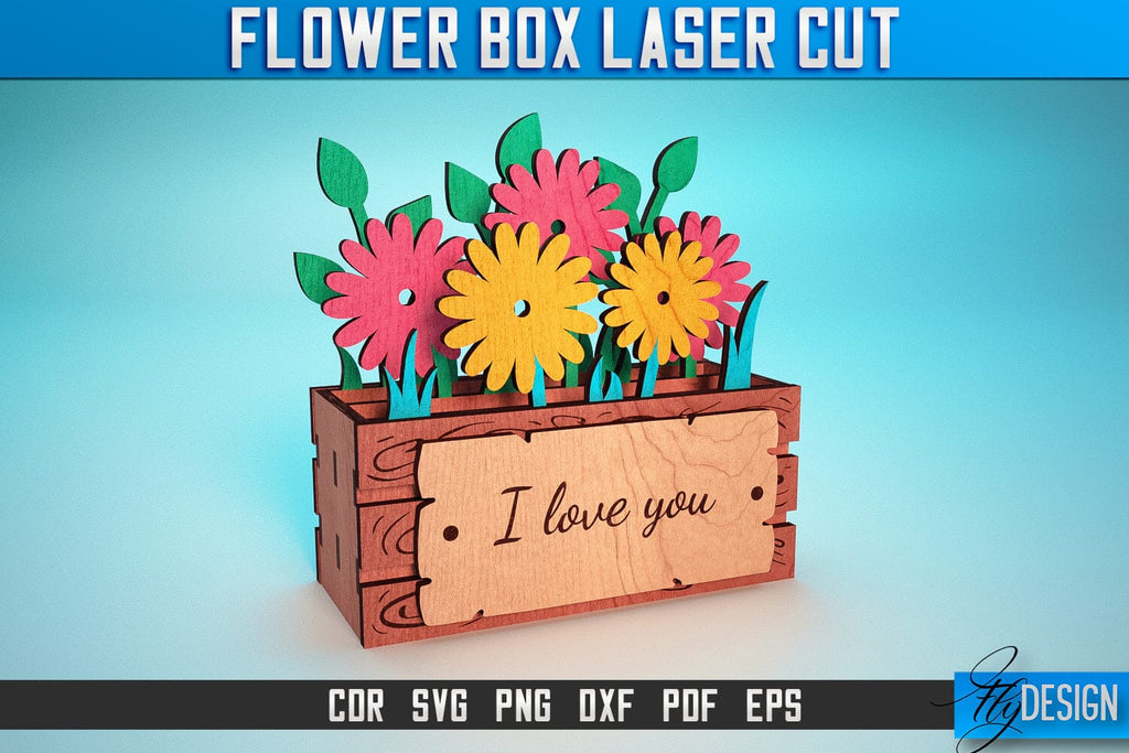 Flower Box Laser Cut SVG | Flower Box SVG Design | CNC Files - So Fontsy