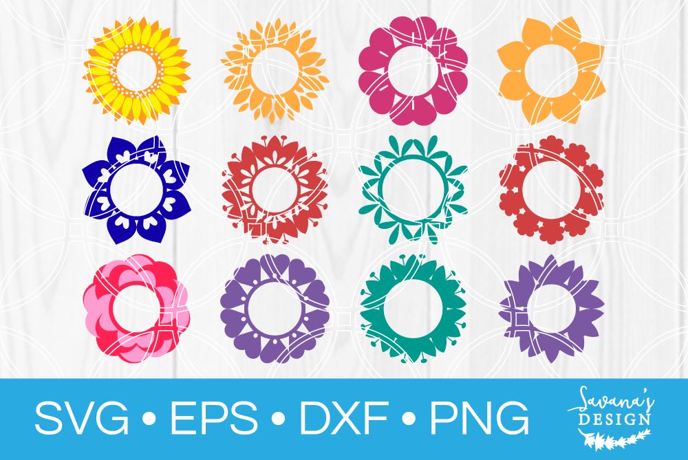 Flower Circle Monogram Bundle - So Fontsy