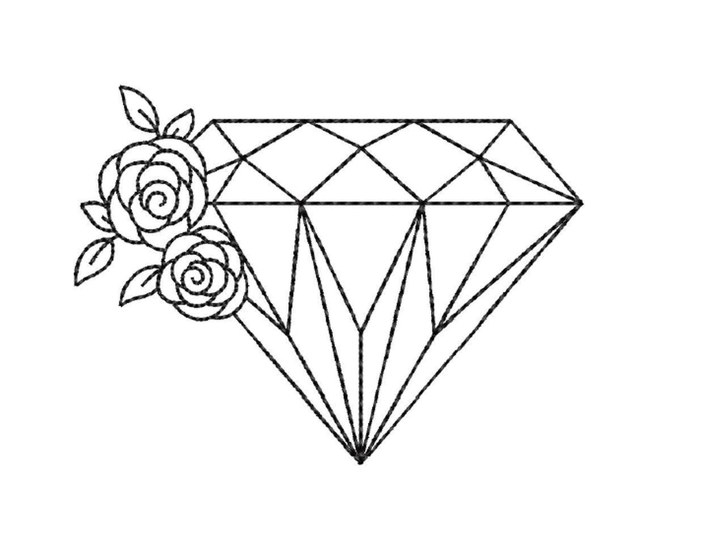 Flower Diamond Embroidery Design, 6 sizes, Instant Download - So Fontsy