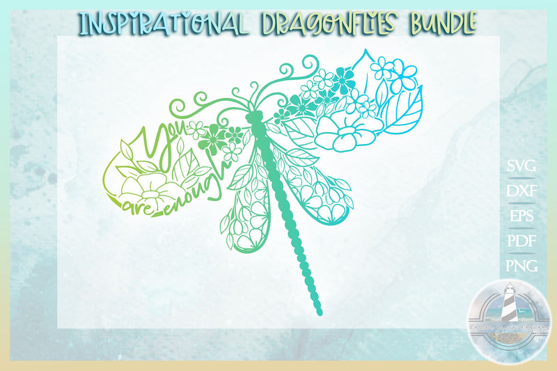 Flower Dragonfly Mandala SVG | Inspirational Quote Bundle - So Fontsy