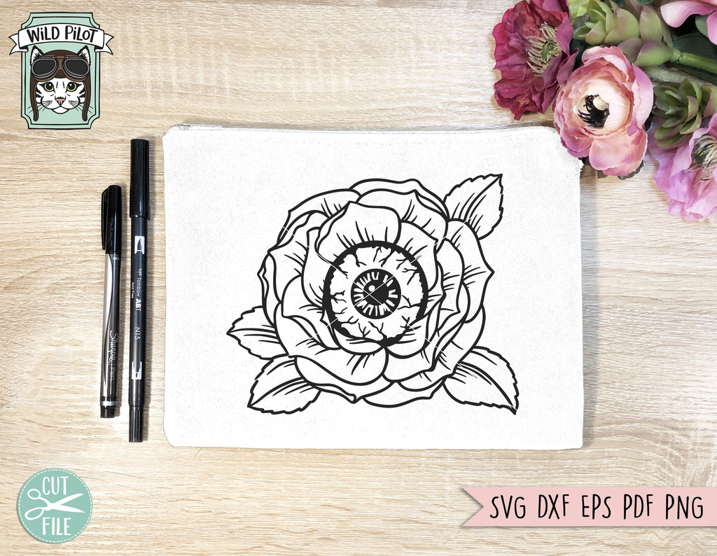 Flower Eye svg file, Rose Eyeball cut file, Floral Eye svg file ...