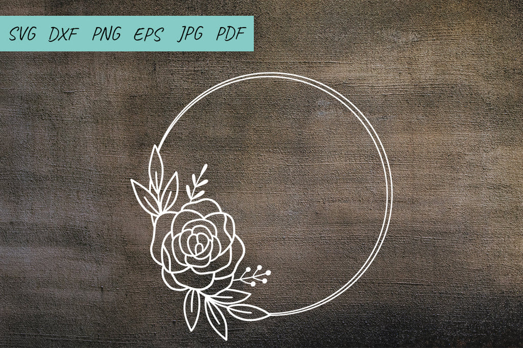 Flower Frame SVG, Wreath SVG file, Monogram flora frame - So Fontsy