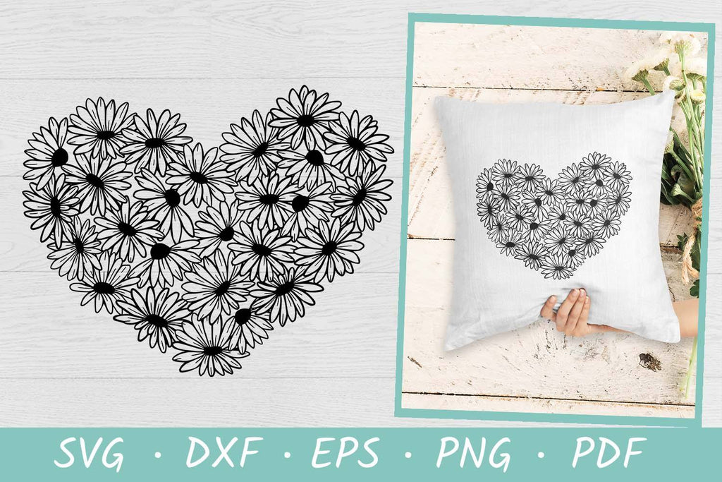 Flower heart SVG | Daisy SVG | Wildflower SVG - So Fontsy