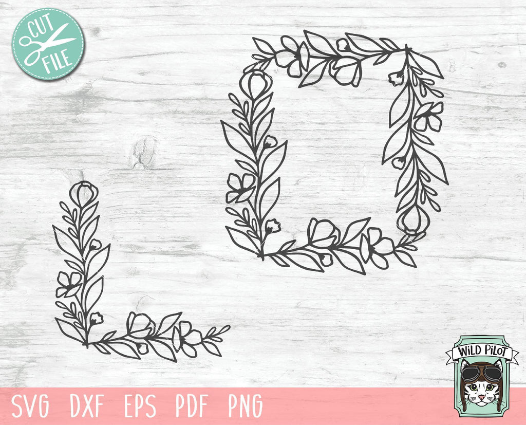Flower Monogram Frame SVG Cut File - So Fontsy