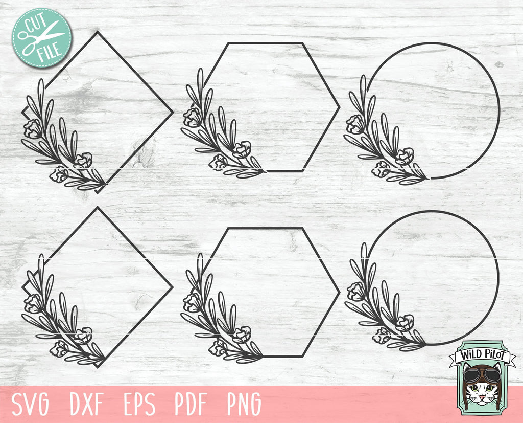 Flower Monogram Frame SVG File, Monogram Frame Cut File, Flower Border ...