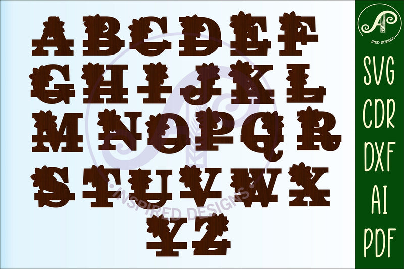 Flower monogram letter Name signs 3 layer design bundle - So Fontsy