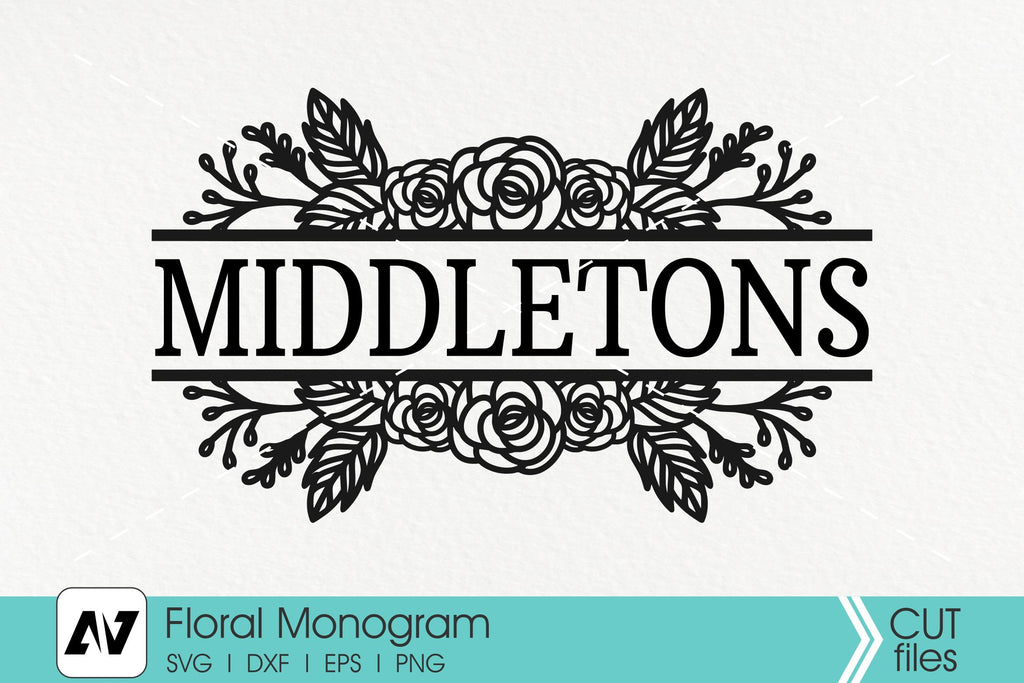 Flower Monogram Svg, Flower Split Monogram Svg, Flower Svg - So Fontsy