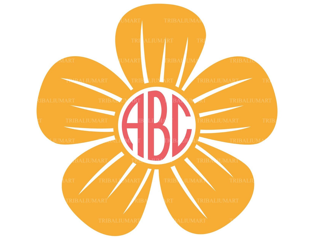 Flower monogram. Cut files for Cricut. Clip Art (eps, svg, pdf, png ...