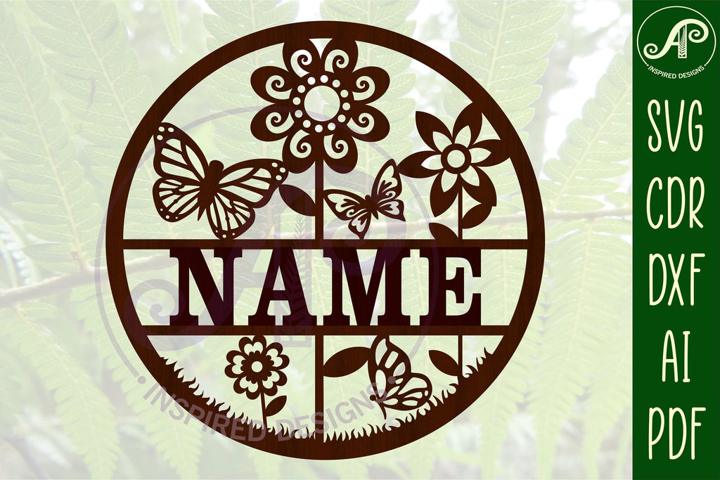 Flower name sign svg laser cut template - So Fontsy