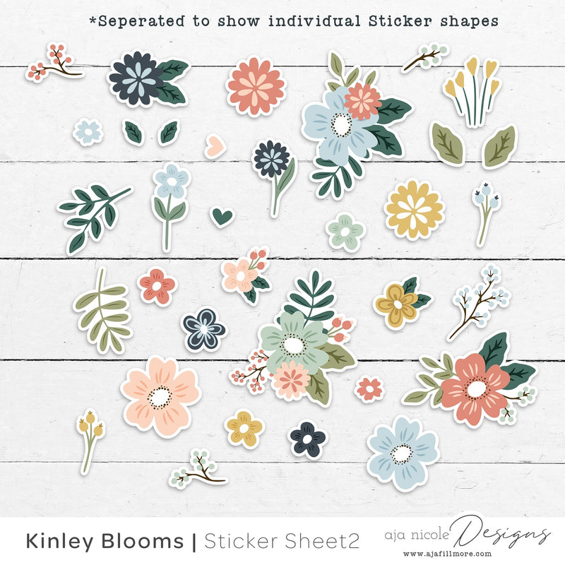 Flower Print and Cut Sticker Set - So Fontsy