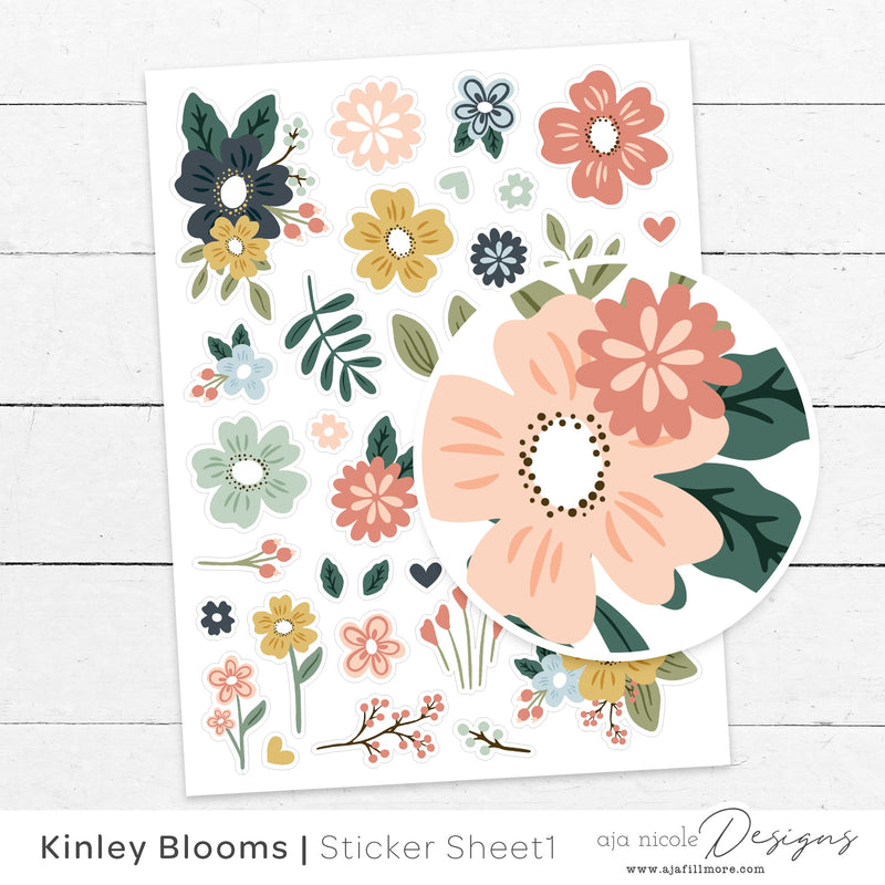 Flower Print and Cut Sticker Set - So Fontsy