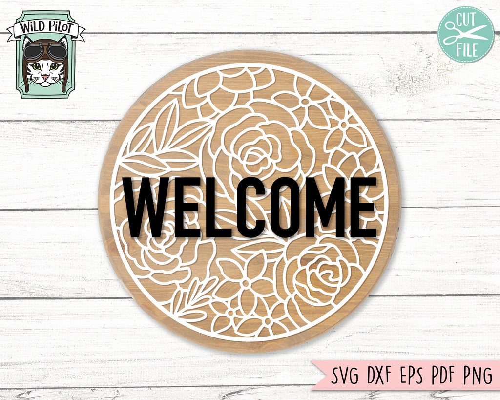 Flower Round Sign SVG, Name Backer SVG file, Flower Half Round svg ...