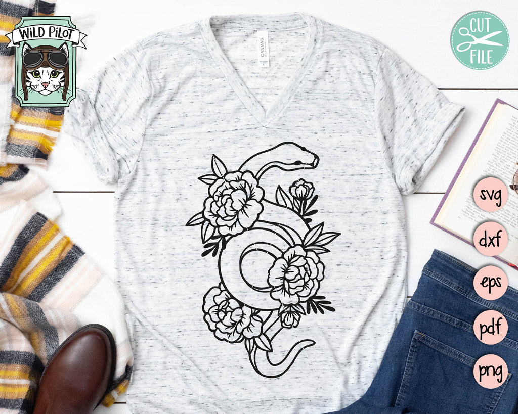 Flower Snake SVG File, Snake With Flowers SVG, Snake Cut File, Animal ...