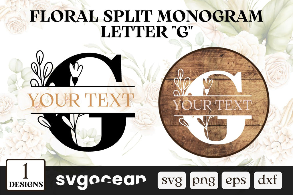 Flower Split Monogram Letter G SVG - So Fontsy