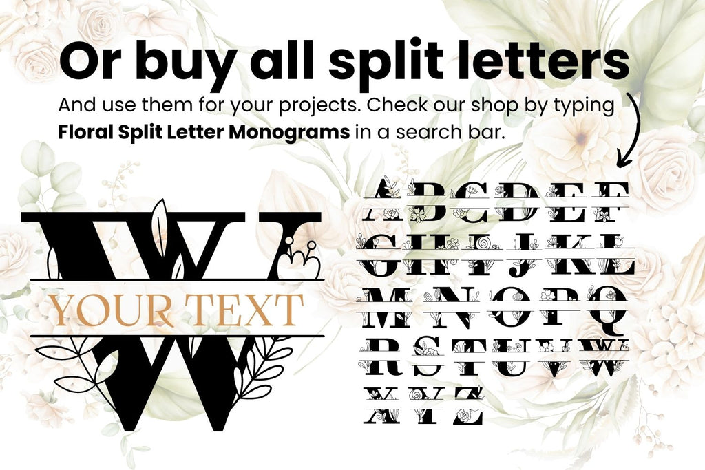 Flower Split Monogram Letter W SVG - So Fontsy