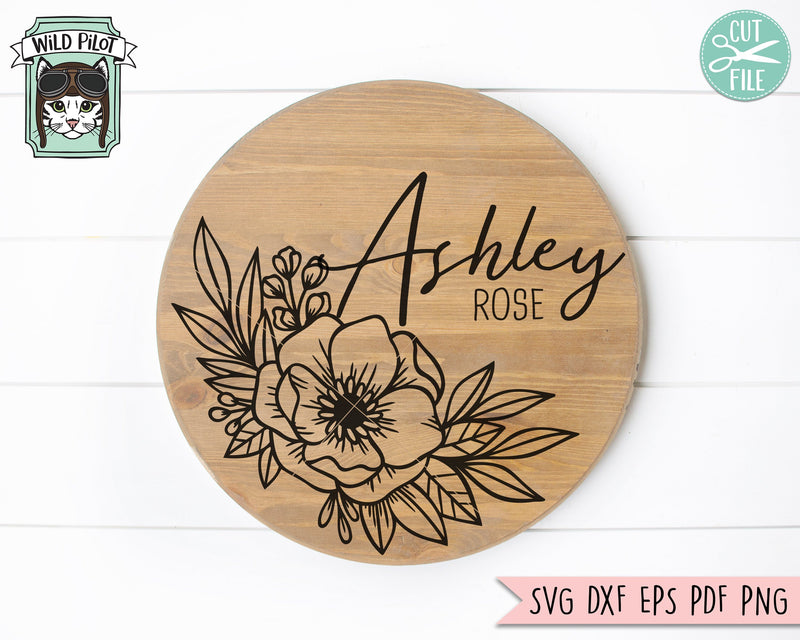 Floral Monogram Border Frame SVG Cut File - So Fontsy