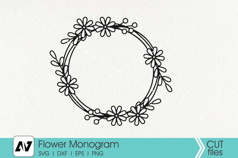 Flower Svg, Flower Monogram Svg, Wreath Monogram Svg - So Fontsy