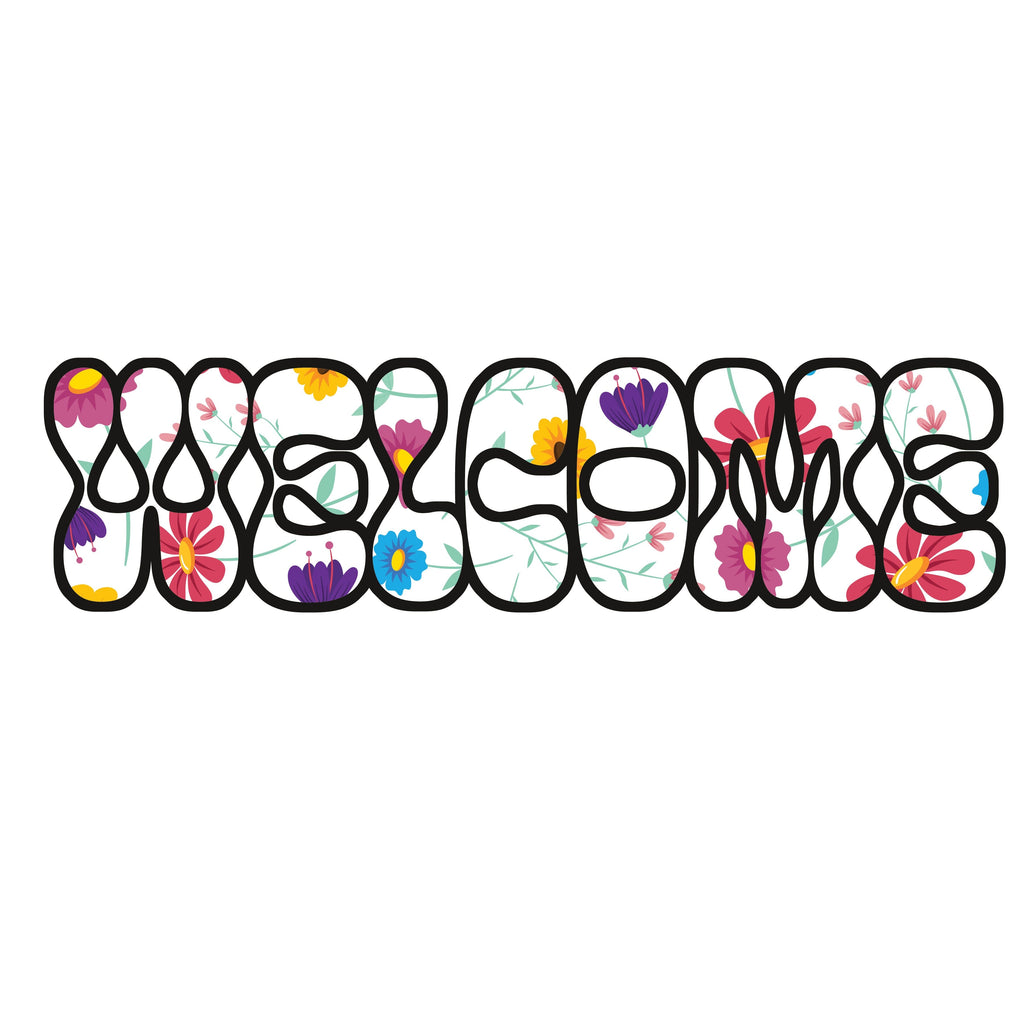 Flower Welcome Png, Fancy font, Digital Download, Floral flower welcome ...