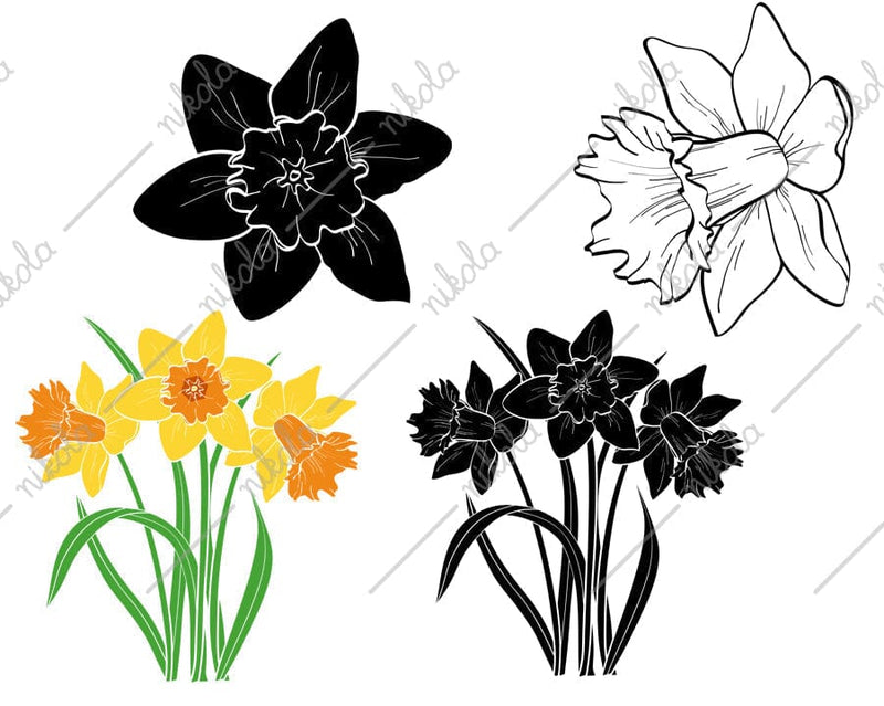 Flowers Bundle Clipart Cut File PNG SVG EPS DXF PDF - So Fontsy