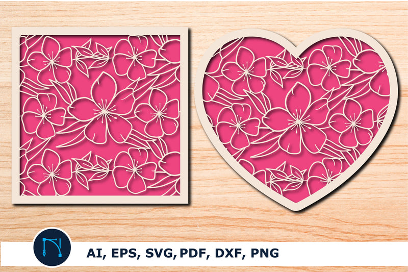 Flowers card SVG and Flowering Heart - So Fontsy